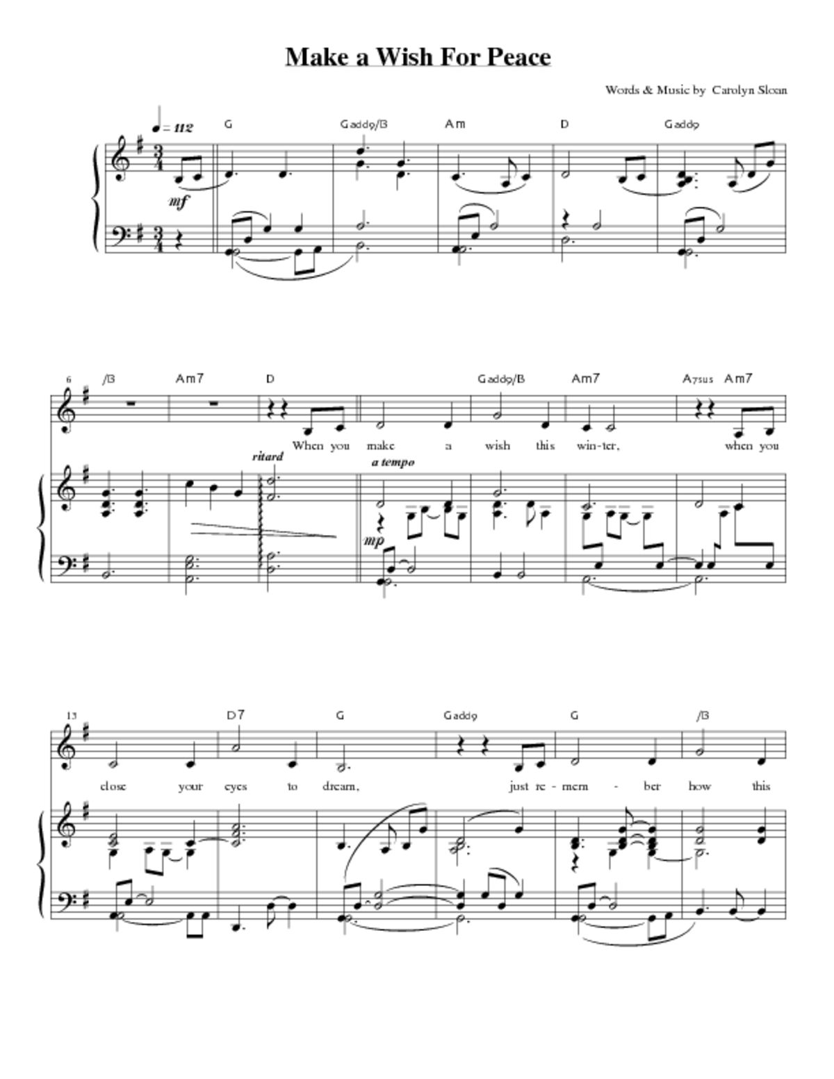 Make a Wish For Peace - Carolyn Sloan